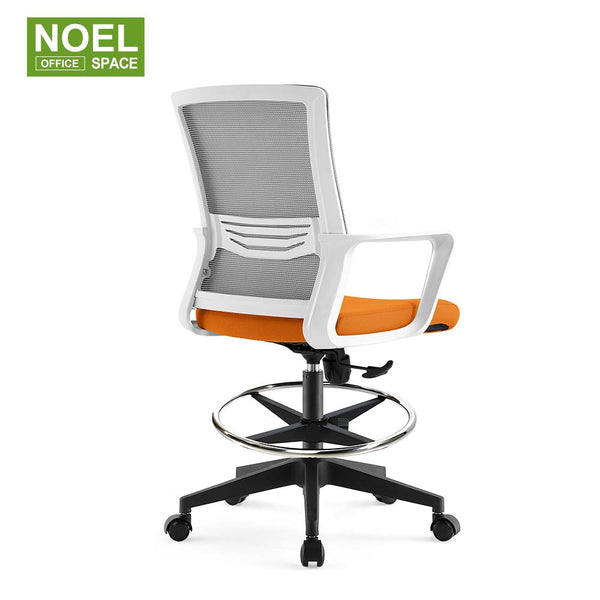 Emma-M (White),Simple mid back mesh office chair with footring – NOEL ...