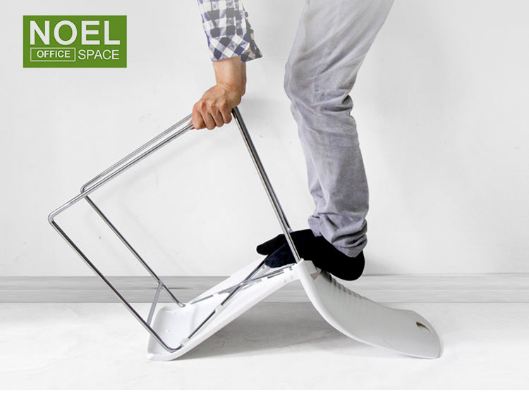 Candice, PP plastic backrest chrome solid steel frame stackable plasti ...